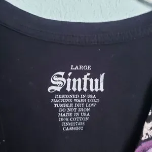 Affliction | Tops | Sinful By Affliction Black And Purple Leopard Print ...